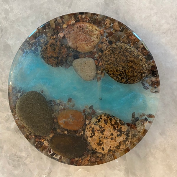 Epoxy River Coasters, Epoxy Art, Resin Coasters, Pebble Beach, Blue ...