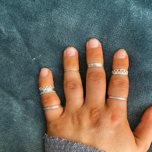 Princess Ring, Crown Ring, Crown Stacking Set, Sterling Silver Princess ...
