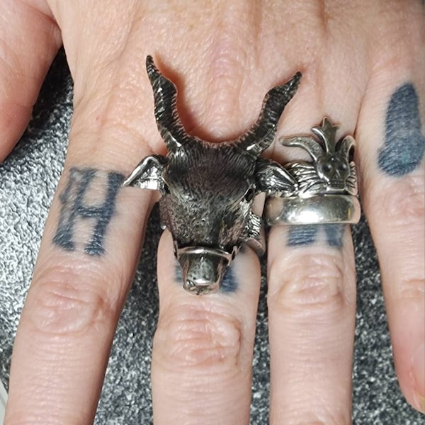 Goat Ring. Large Goat Ring. Goat. Dark Lord. Wiccan. Pagan. Witchy ...