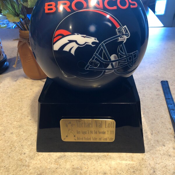 Football Cremation Urn With Optional Denver Broncos Ball Decor and ...