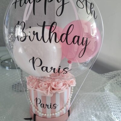 Hot Air Balloon Flower Box Hat Box Flowers Birthday Balloon - Etsy