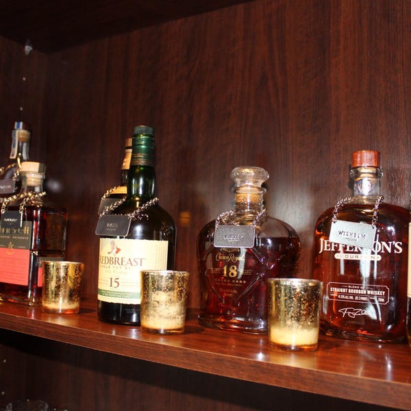 Liquor Decanter Tags | Customizable Sets Hand-stamped Hammered Brass ...