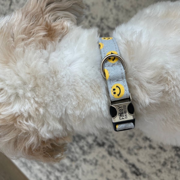 90’s Dog Collar, Smiley Face Dog Collar, Embroidered Dog Collar ...