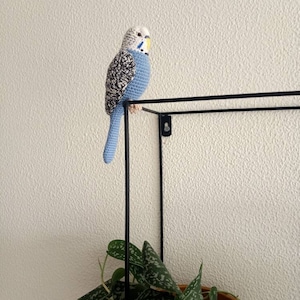 Blue White Budgie Stuffed Animal Realistic Parakeet Plush Crochet ...