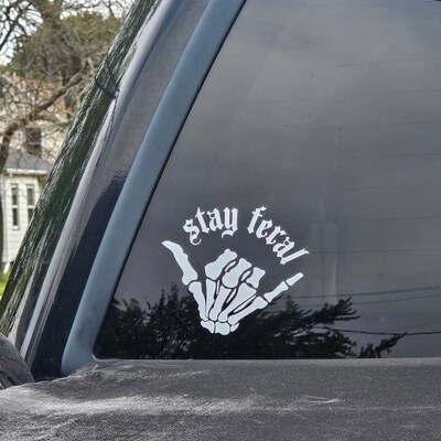 Stay Feral Shaka, Feral Decal, Skeleton Decal, Spooky Car Accessories ...