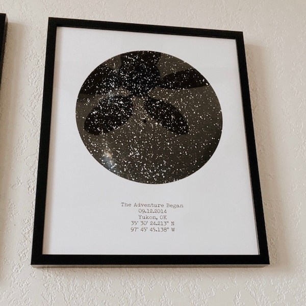 Custom Night Sky Poster Available Framed, Star Map by Date ...