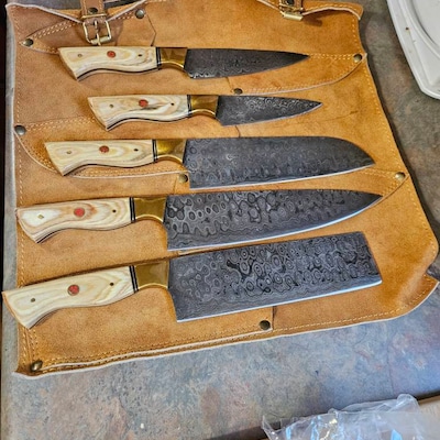 Handmade Damascus Cheese Knife Set of 5 Pcs With Olivewood Handle ...