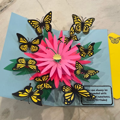 DIY Pop-up Butterfly explosion Card Template SVG and PDF Files for ...