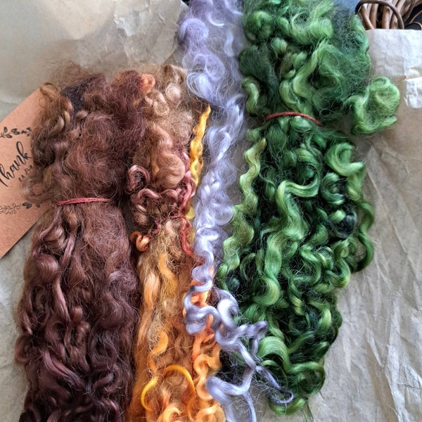 1oz Teeswater Wool Locks, MIDNIGHT, 6-7 Long, Hand Dyed Black Purple ...