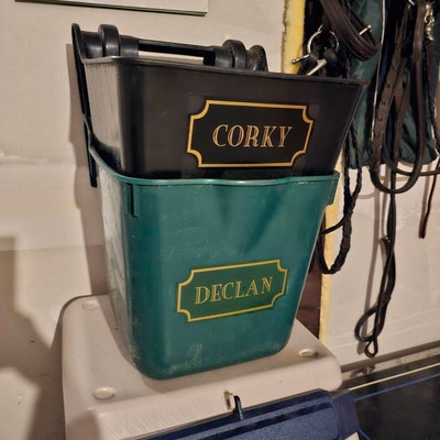 CUSTOM LOGO Decals Horse Bucket Labels Vinyl Name Plate Decals Barn ...