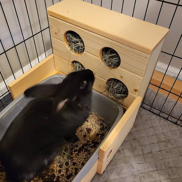 Rabbit Hay Feeder, Litter Box & Mesh Grate, Litter Pan Hay Feeding ...
