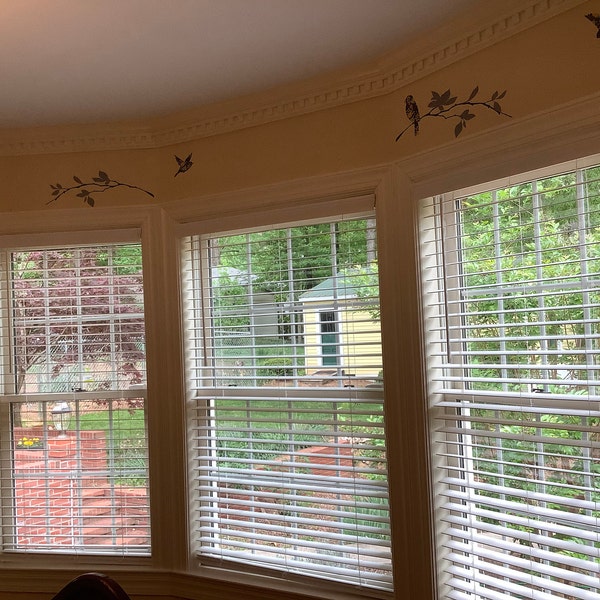 Birds and Tree Branch Wall Decal Set, Floral Harvest Pattern - Etsy