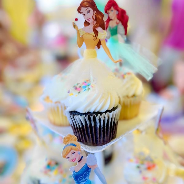 Princess Tulle Cupcake Toppers, Princesses, Princess Party, Princess ...