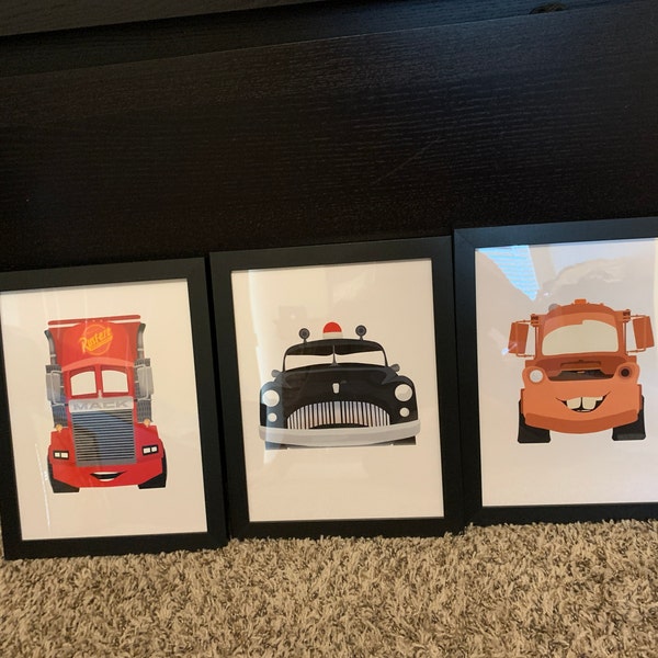 CARS CAST | Portrait | Poster | Printable Wall Art | Illustration ...