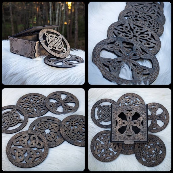 6 Celtic Coasters With Box. Laser Cut Files SVG, PDF, CDR Digital ...
