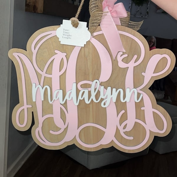 Baby Girl Hospital Birth Stat Sign | Hospital Door Hanger | Newborn ...