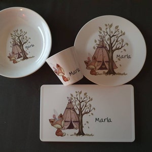 Children's Dishes Set With Name Fox - Etsy