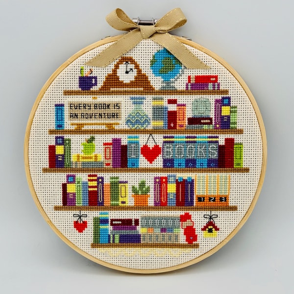 Book Lover's Shelf Bookshelf Cross Stitch Pattern PDF | Cute Room Cross ...