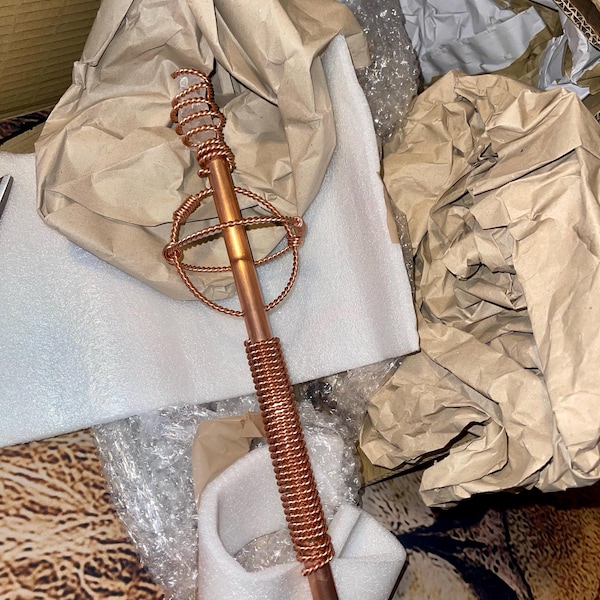 Copper Tensor Healing Wand With Quartz Crystal & 333mhz Cubit Wire - Etsy