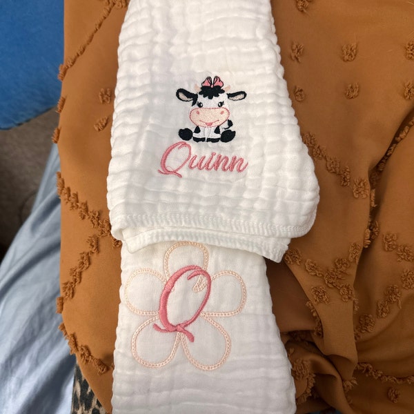 Fishing Personalized Baby Burp Cloths, Monogram, Embroidered, Baby Girl ...