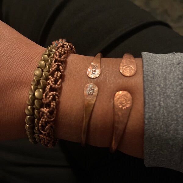 Thick Copper Bangle With Letter Number Symbol Engraving Bracelet ...