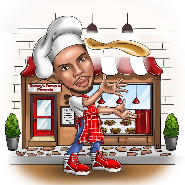 Pizza Logo - Custom Cartoon Logo for Your Business, Pizza Chef - Etsy