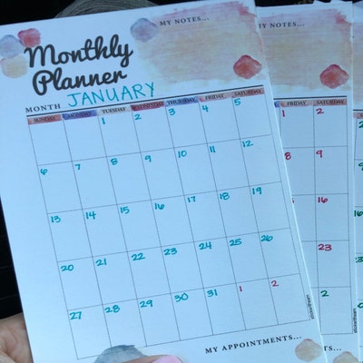Blue Watercolor Printable Planner 5 Pack. Daily, Weekly, Monthly, to Do ...