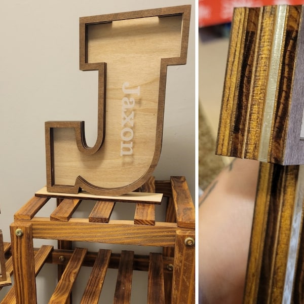Personalized Name Letter Bank, Custom Name Piggy Bank for Kids, Wood ...