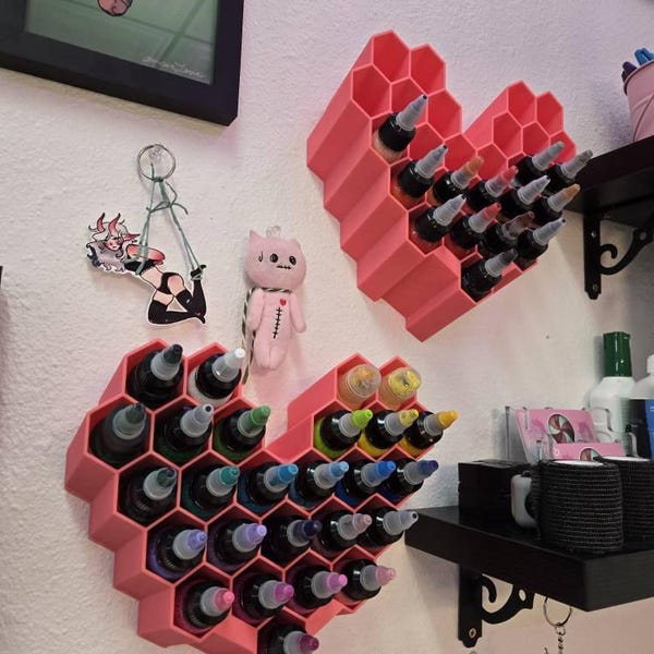 11 Bottle Tattoo Ink Holder Rack With Shelf (metallic Red/blk) - Etsy