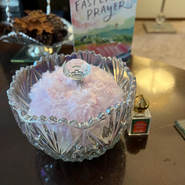 Dusty Baby Pink Body Dusting Powder Puff ~ Crystal Handle - Etsy