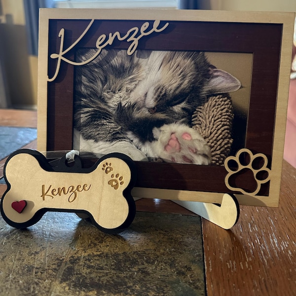 Custom Dog Frame, Dog Memorial Gift, Cat Name Photo Frame, Dog Picture ...