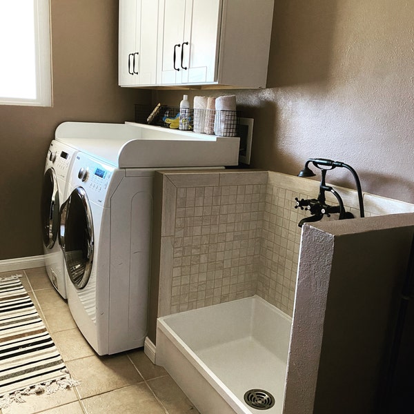 Washer Dryer Countertop With Edge Rails Custom Made Item 4 Height White ...