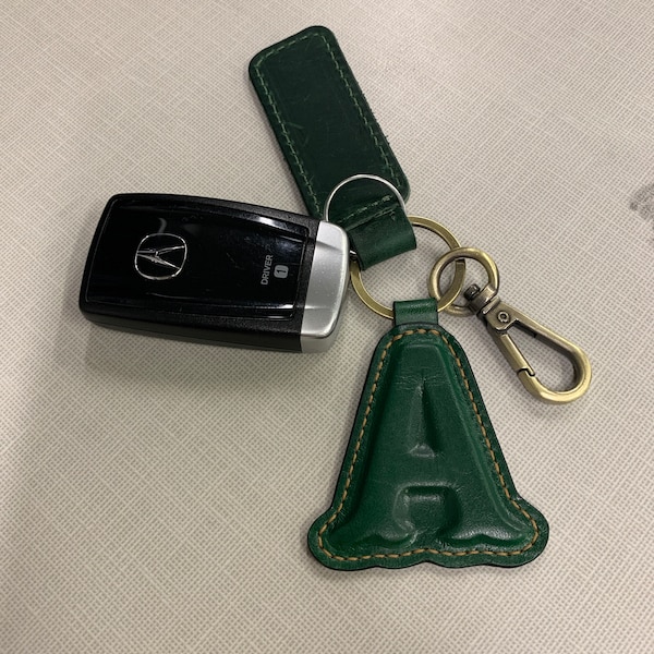 Leather Initial Charm Keychain Accessories - Handcrafted Personalized ...