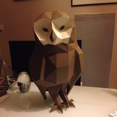 Owl Model Paper Craft, Digital Template, Origami, PDF Download DIY, Low ...