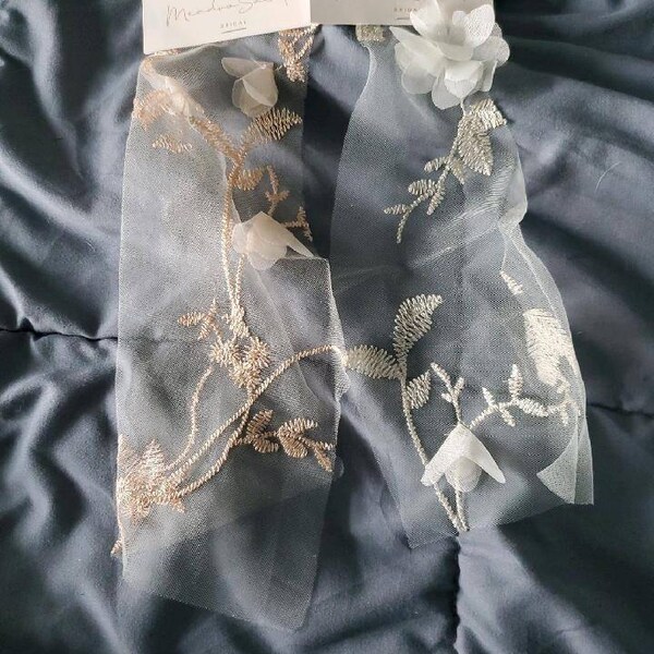 POPPY - Colourful Wildflower Embroidered Wedding Veil. Handmade to ...