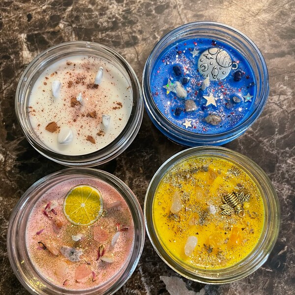 Bee Happy Candle, Positive Energy Candles, Crystal & Herb Candle, Soy ...