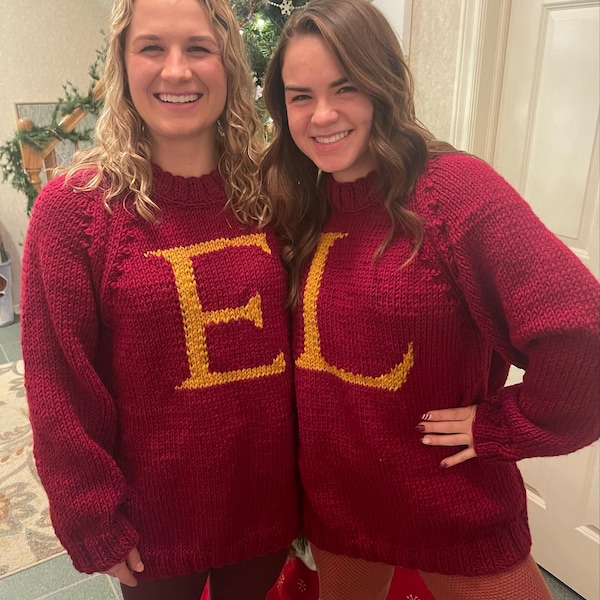 Monogram Weasley Jumper Letter Magic Gift Handmade Custom Wool Sweater ...