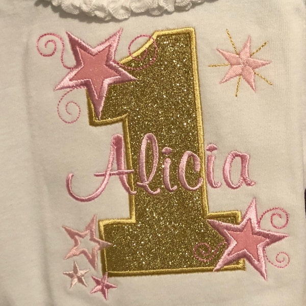 Pink Gold Star Birthday Shirt - Twinkle, Twinkle Little Star Girls ...