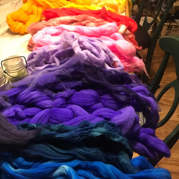 4oz Rambely Wool Roving | Hand Dyed | Combed Top | Sustainable Fiber ...