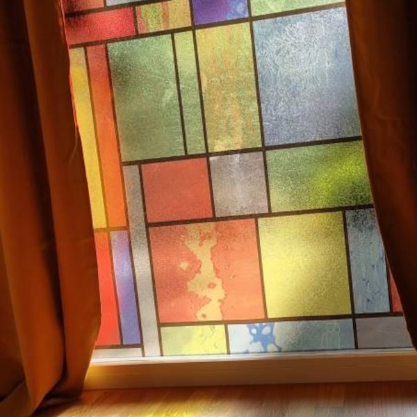 Custom Size Colorful Stained Glass Films Window Film Static Cling ...