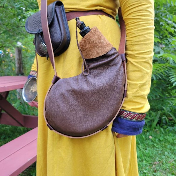 Leather Flask Wineskin, Medieval LARP Quality Water Bag /P/ (AB) - Etsy
