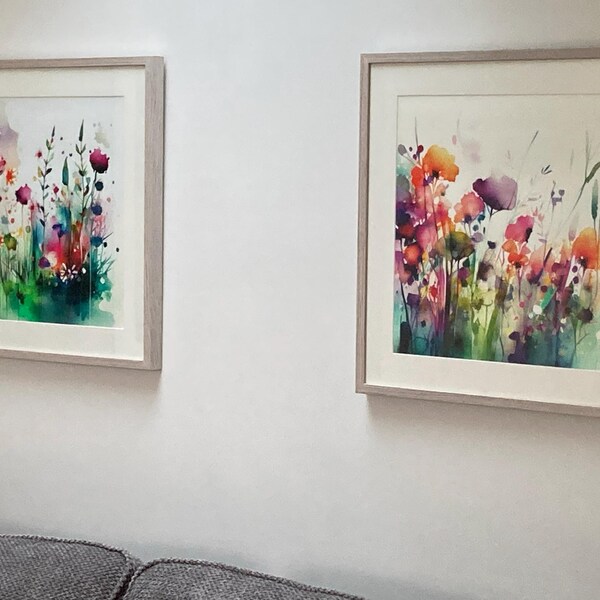 Abstract Wildflower Meadow Painting Colourful Vibrant Botanical Prints ...