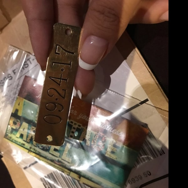 Custom Hand Punched Brass Date Tag - Hand Stamped Anniversary Tag - Key ...