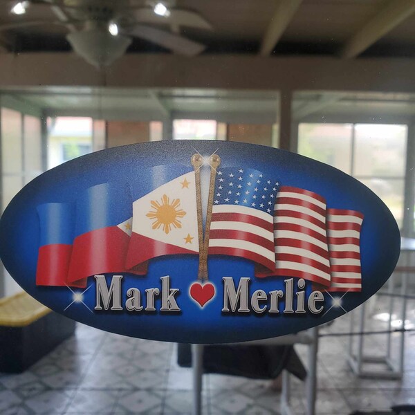 One USA & Philippine Unity Flags Vinyl Rectangle Decal Bumper Sticker 3 ...