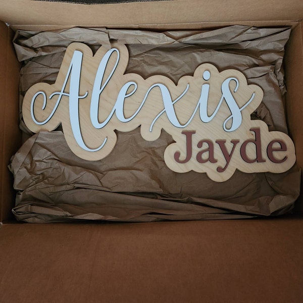 Custom Layered Name Sign, Wooden Outline Name Sign, Boho Nursery Decor ...