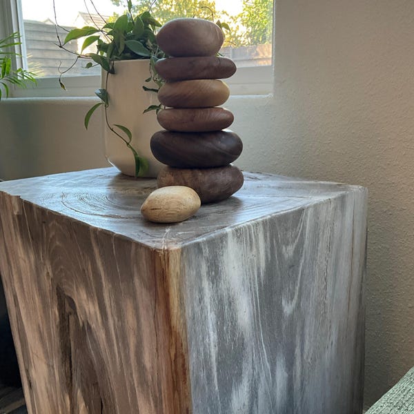 Set of 5 Maple Wood Rocks. Wooden Cairn Style Rock Stack. Zen Home ...