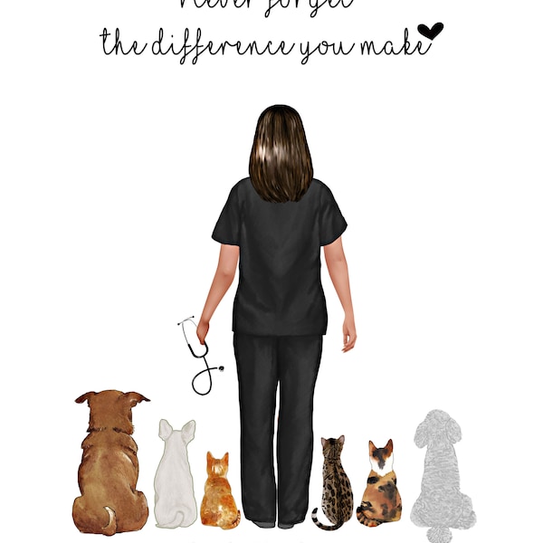 Personalised Vet Print, Vet Gift, Doctor Print, Customized Vet Portrait ...