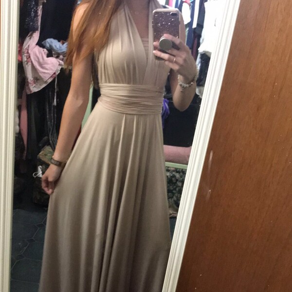 Beige Infinity Dress, Champagne Bridesmaid Dress, Prom Dress, Twist ...