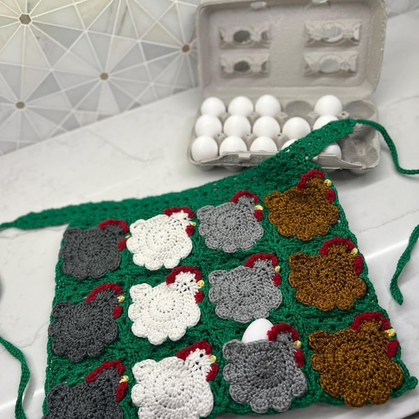 Nesting Hens Egg Gathering Apron, Crochet Pattern, No Sew, Egg Apron ...