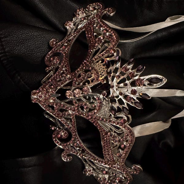 Venetian Masquerade Mask, Mardi Gras Silver Mask, Elegant Red Teardrop ...